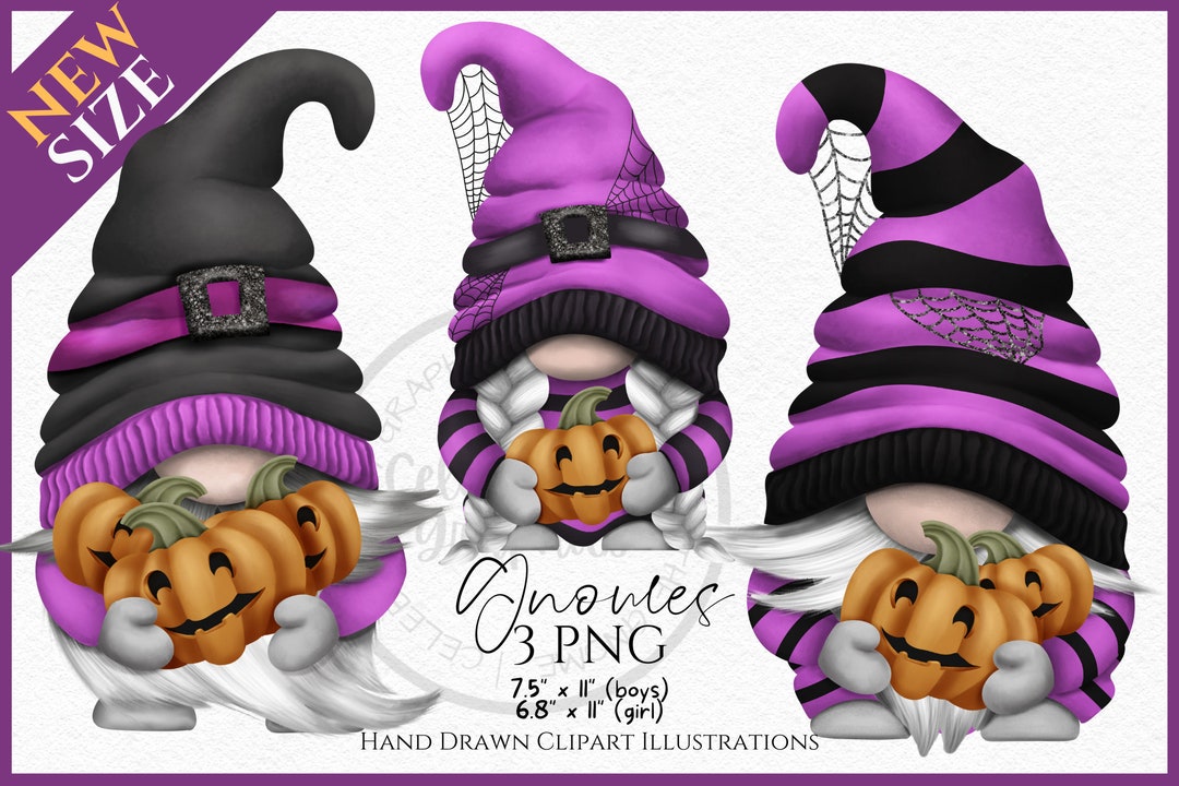 Halloween Gnome Clipart PNG Hand Drawn Spooky Halloween Gnomes - Etsy