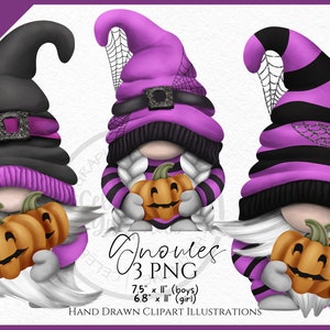 Halloween Gnome Clipart PNG Hand Drawn Spooky Halloween Gnomes - Etsy