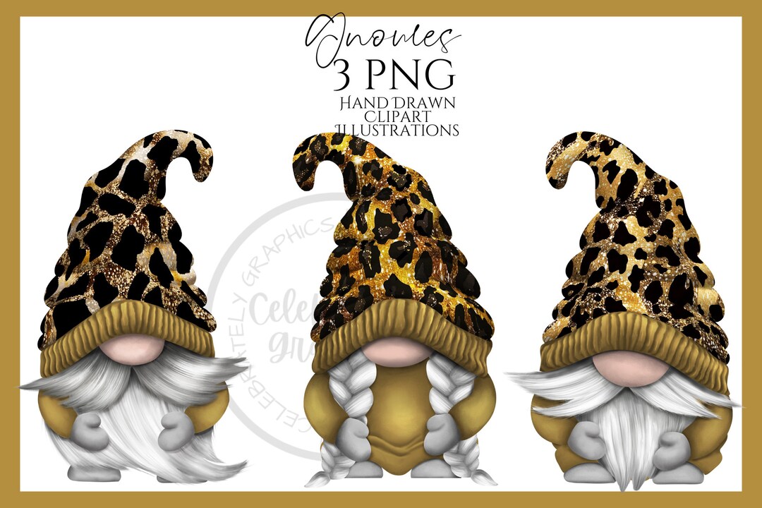 Leopard Print Gnome Clipart Png, Hand Drawn Watercolor Spring Summer ...