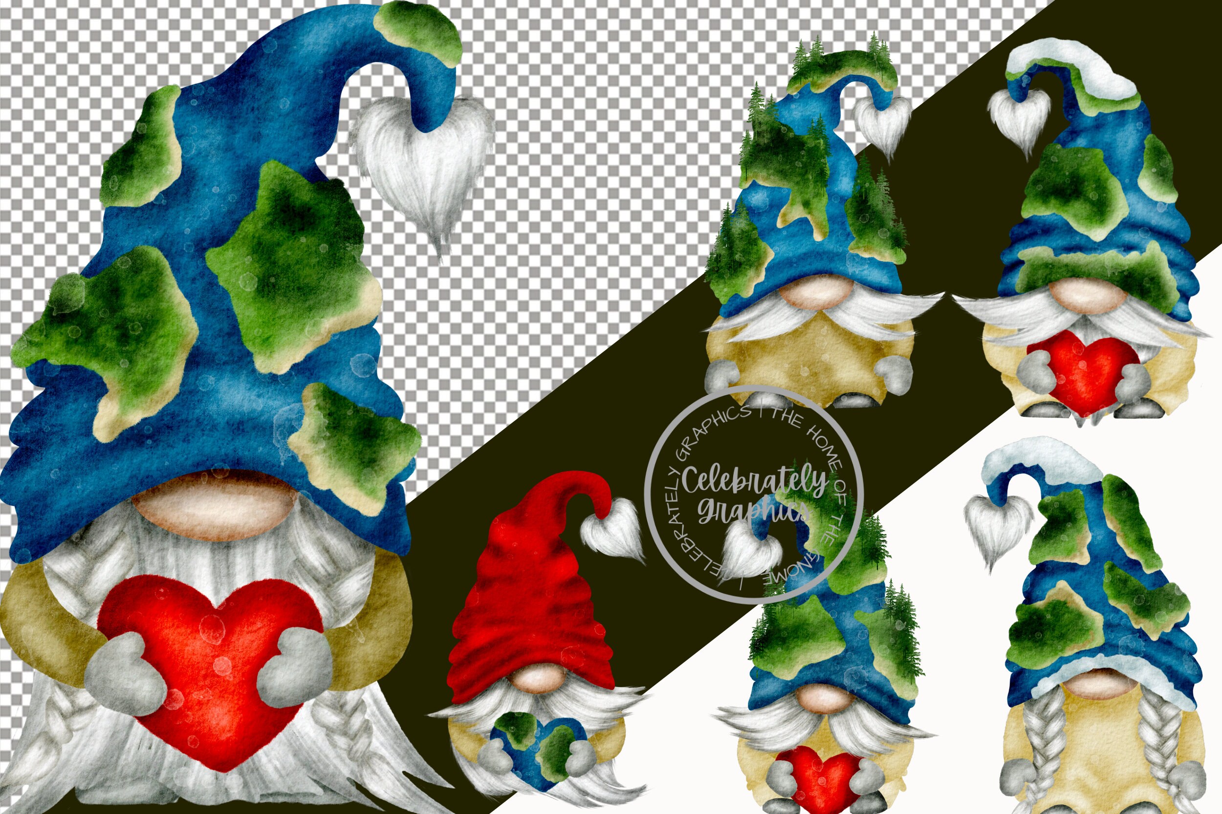 Save the Planet Gnome Clipart World Love Gnome Hand Drawn - Etsy
