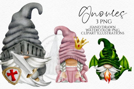 Knight Princess and Dragon Gnome Clipart PNG Bundle Princess - Etsy