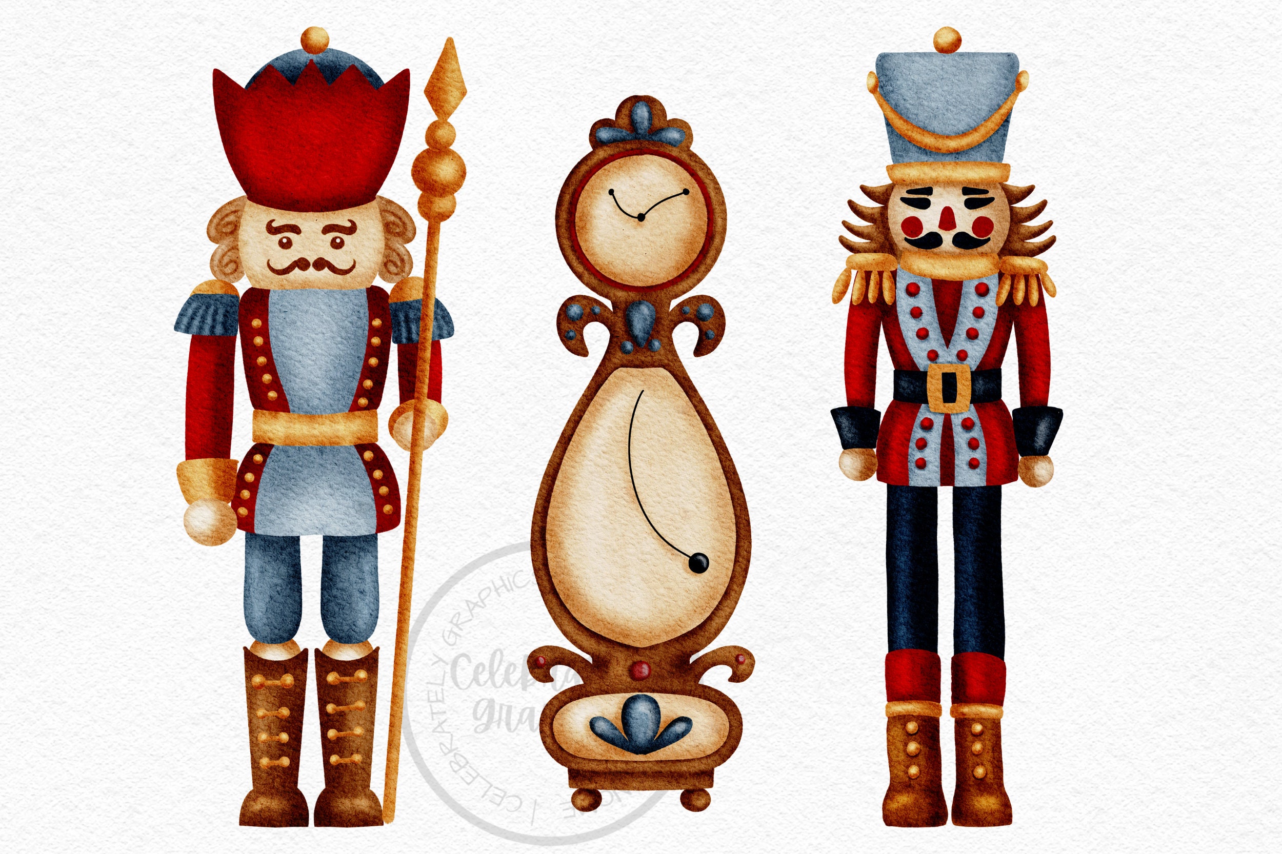 Nutcracker Clip Art Christmas Watercolor Holiday Clipart - Etsy