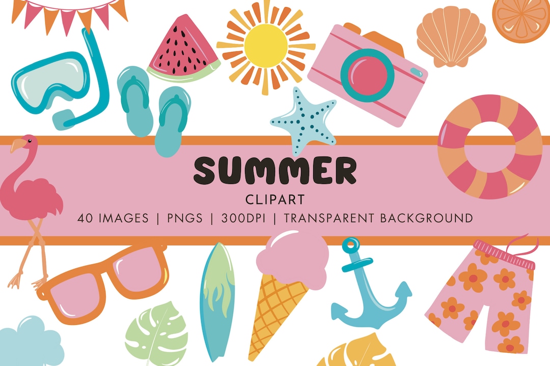 Summer Clipart PNG Bundle, 40 Png Ice Creams, Sunglasses, Sun, Kite ...