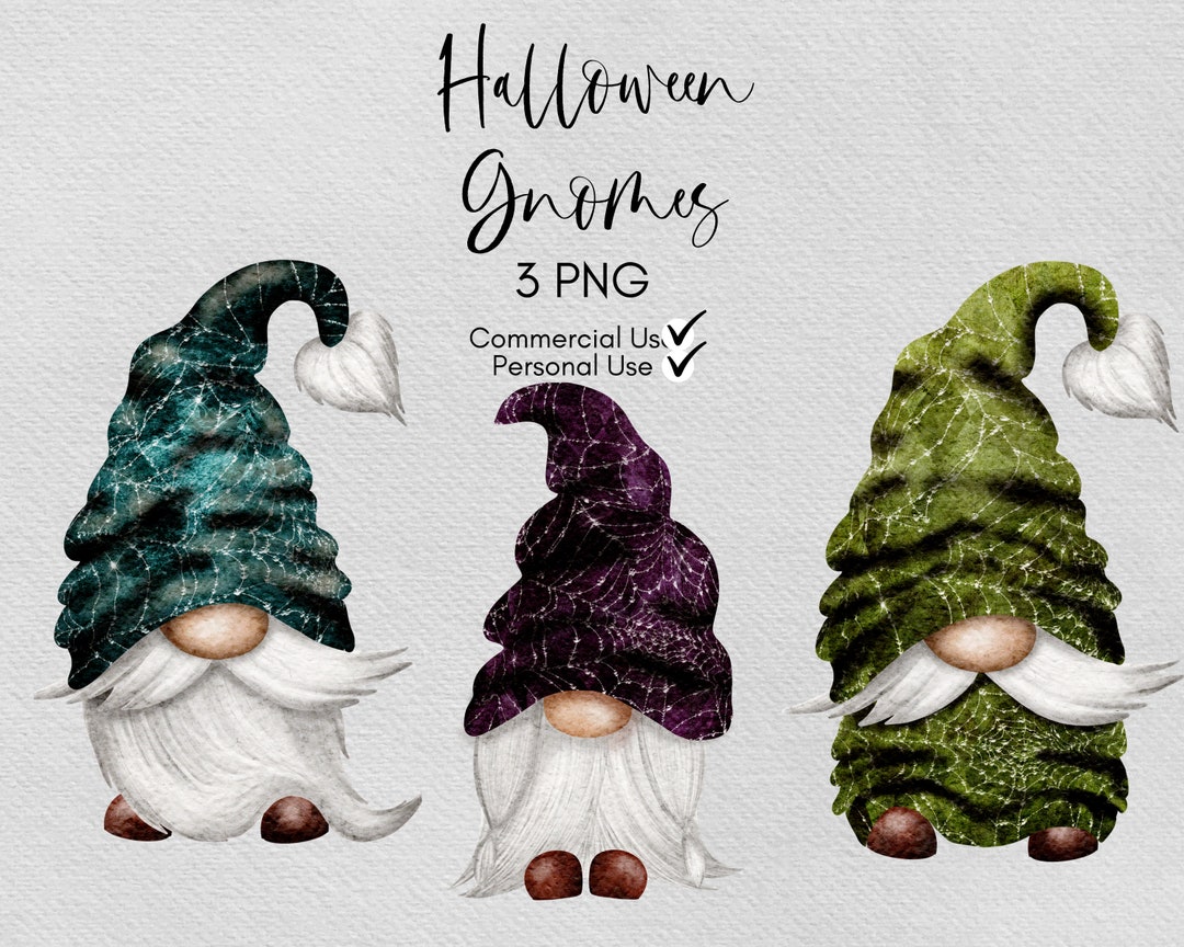 Halloween Gnome Clipart , Cobwebs Halloween Gnome Hand Drawn Watercolor ...