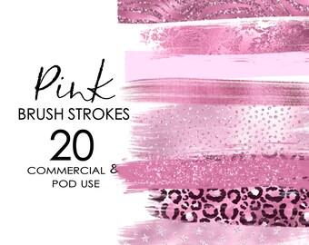 Soft Pink & Gold Brush Strokes Clip Art, Gold Brush Strokes Clipart ...
