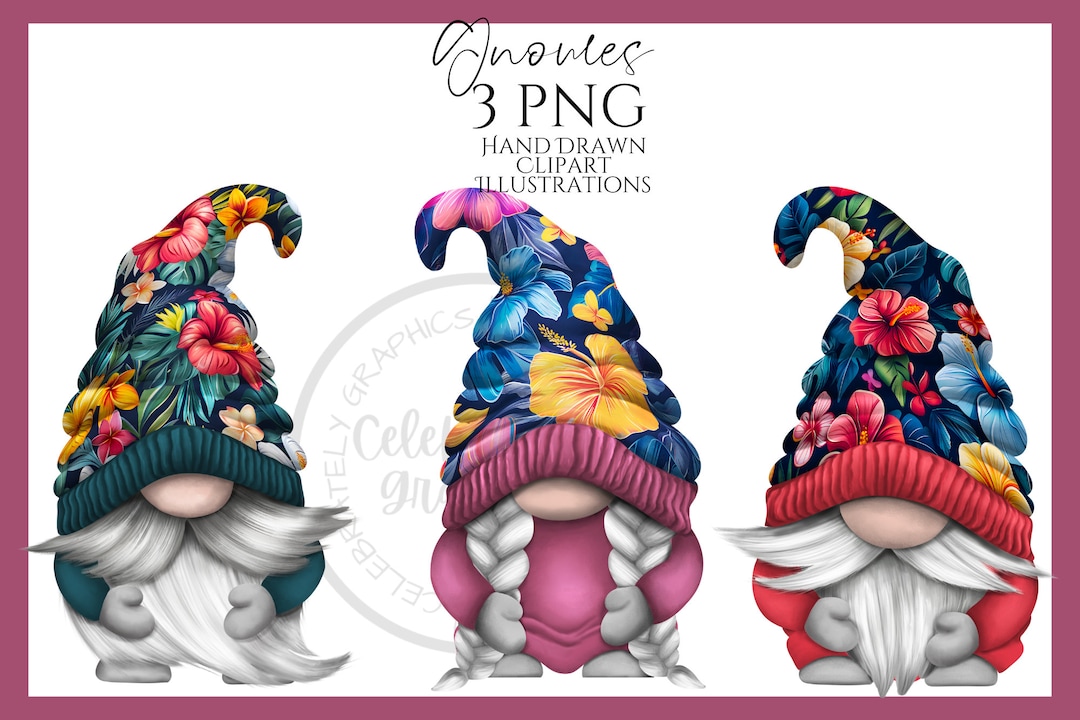 Tropical Flowers Gnome Clipart: Watercolor Spring Summer Gonk (PNG ...