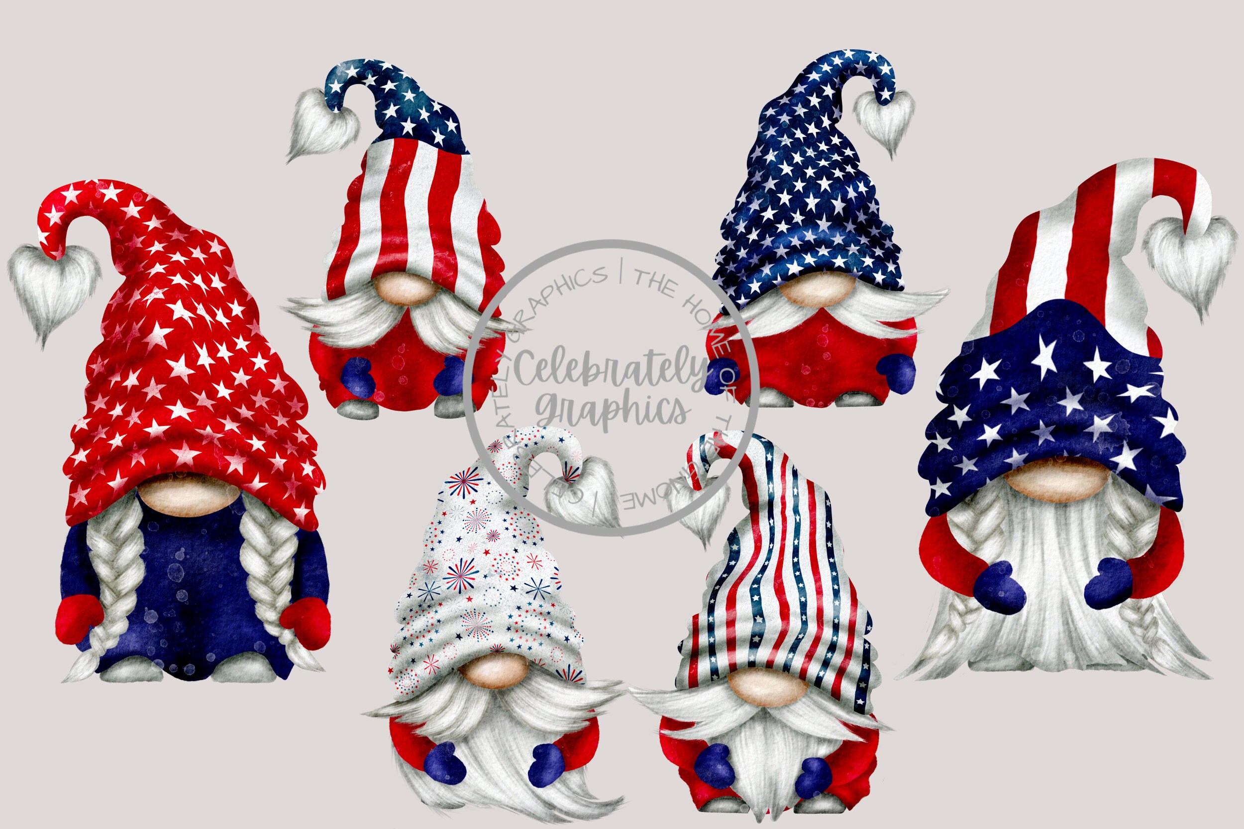 Patriotic Gnome Clipart Patriotic Gnome Independence Day 4th - Etsy