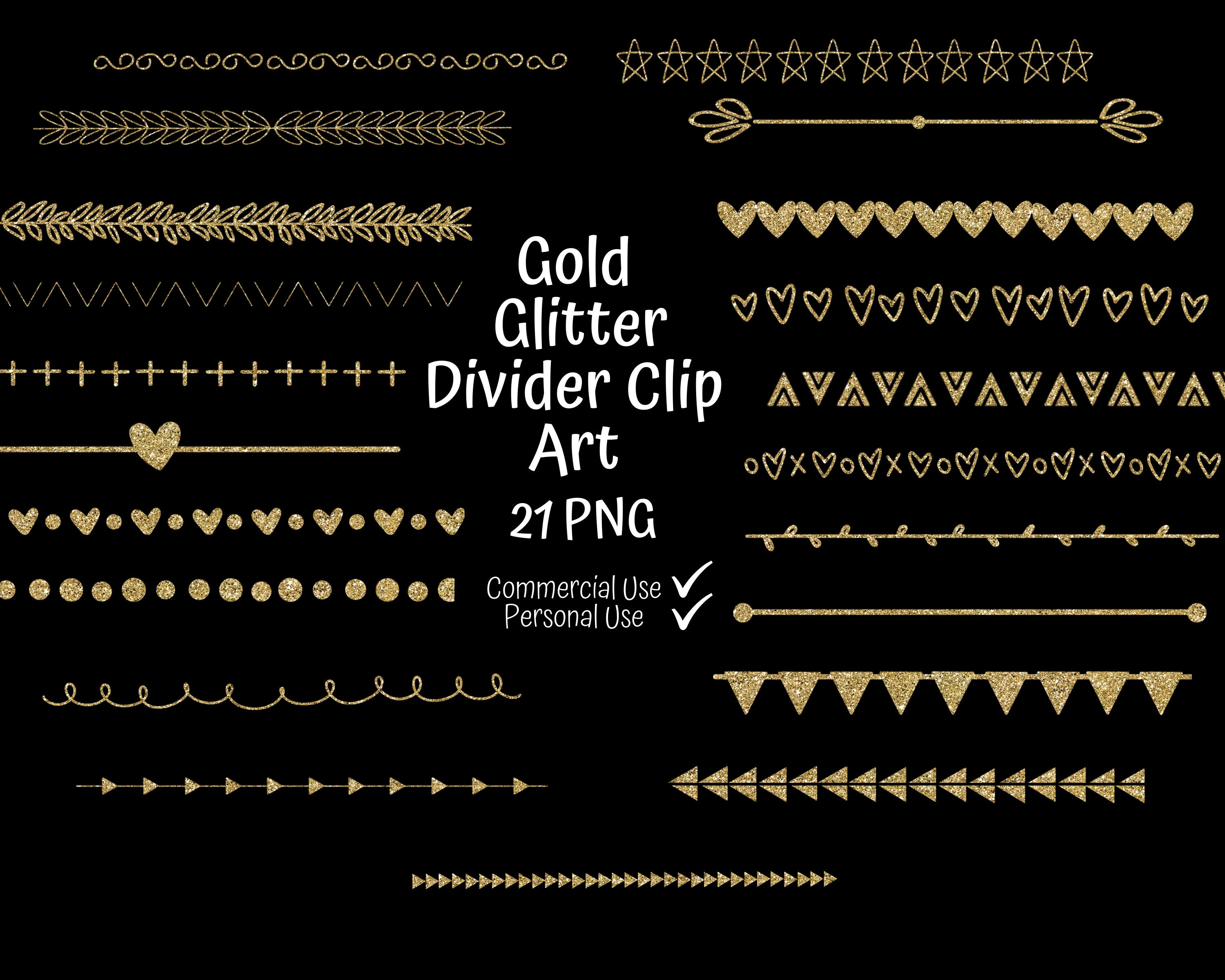Gold Glitter Dividers Commercial Clipart Gold Dividers Glitter - Etsy UK