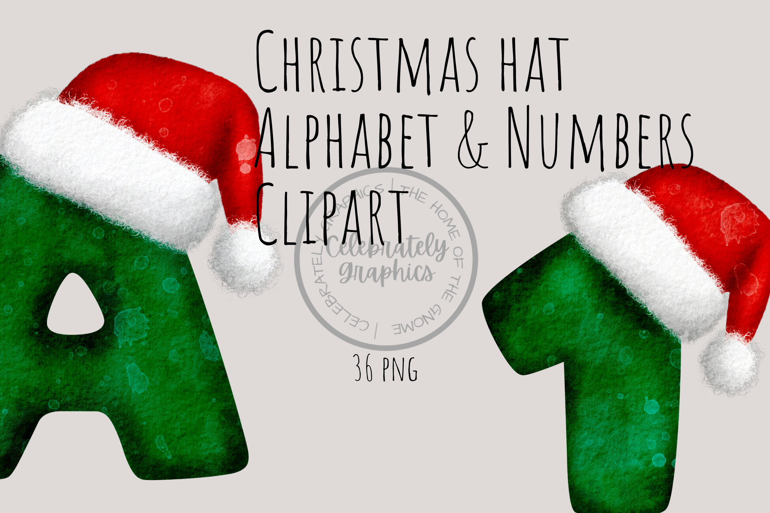 Christmas Hat Alphabet and Numbers Clipart Christmas Alphabet - Etsy