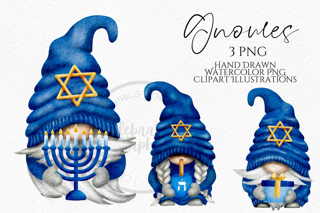 Hanukkah Gnome Clipart PNG Jewish Holiday Gonk Hand Drawn Watercolor ...
