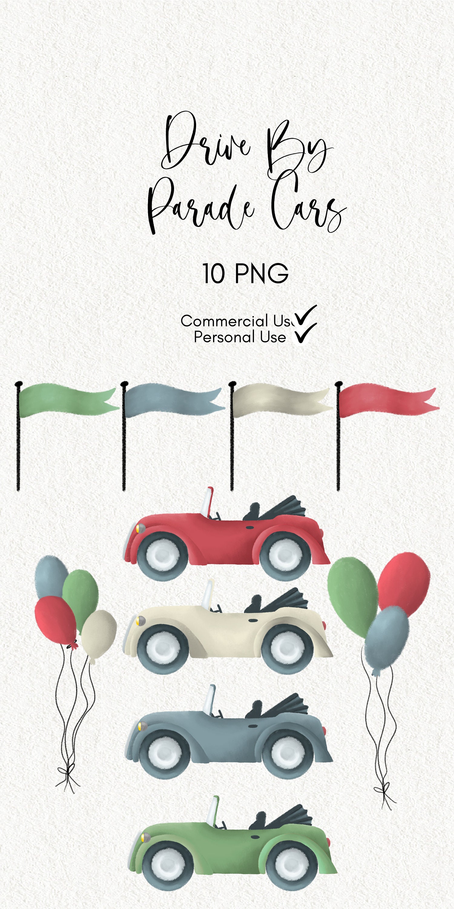 Drive by Cars Clipart Parade Clipart Cars Flags Balloons - Etsy