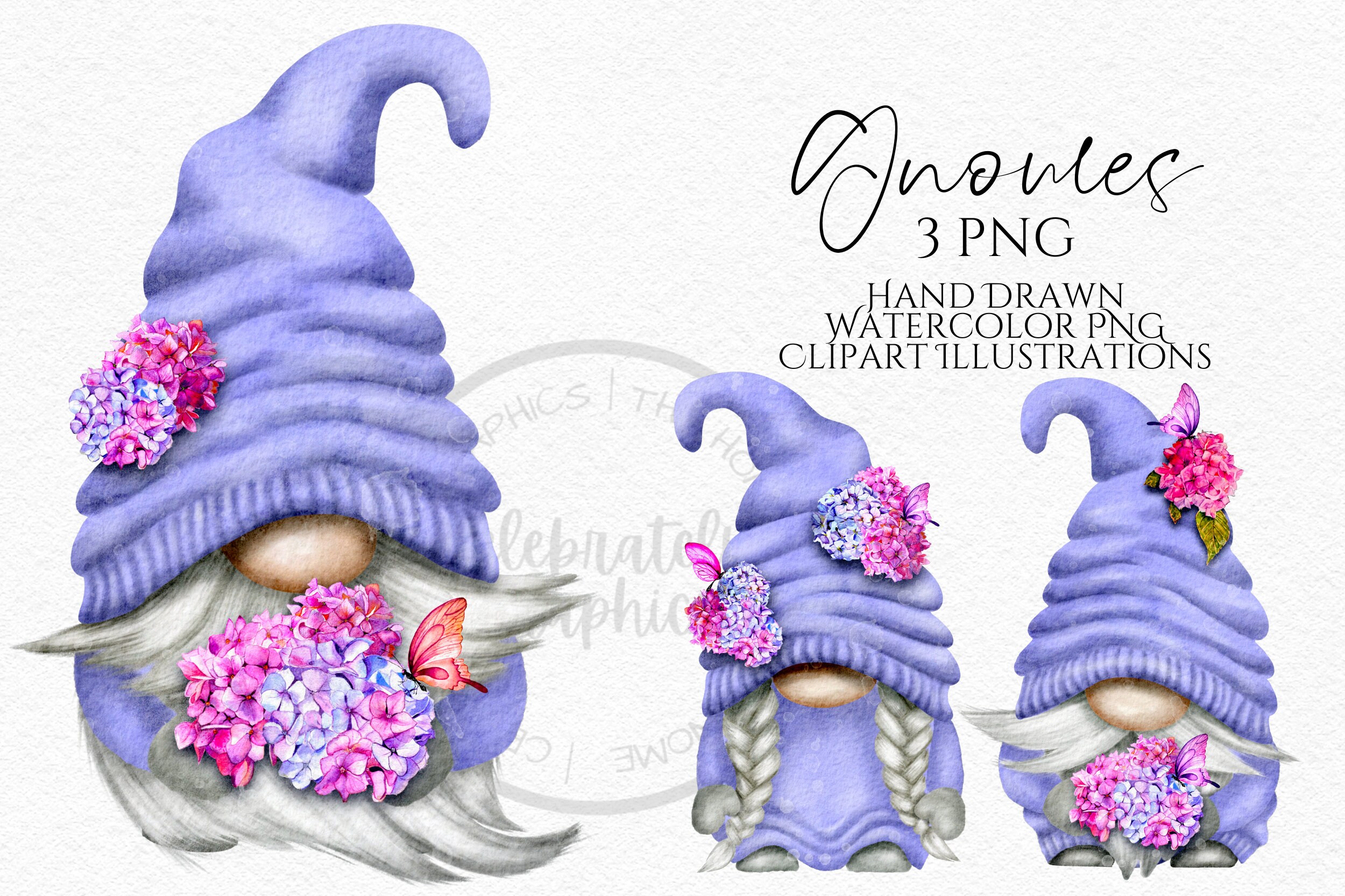 Gnome With Flowers and Butterflies Clipart Png Gonk Clipart - Etsy