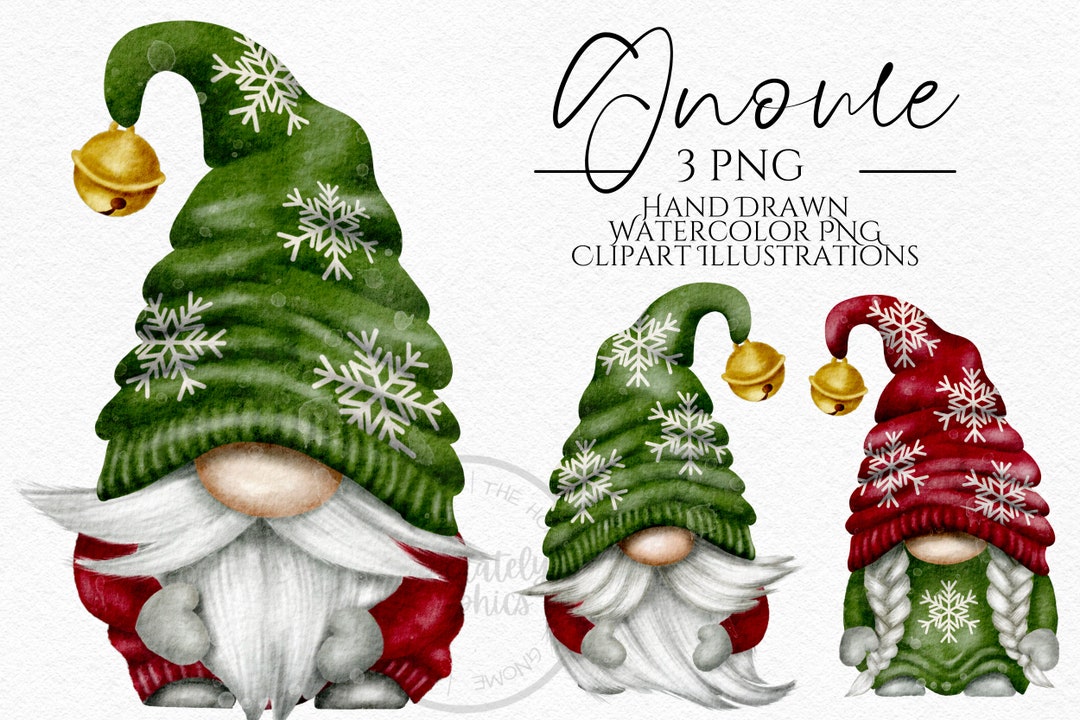 Christmas Snowflake Gnomes Png, Hand Drawn Watercolor Gnome Clipart ...