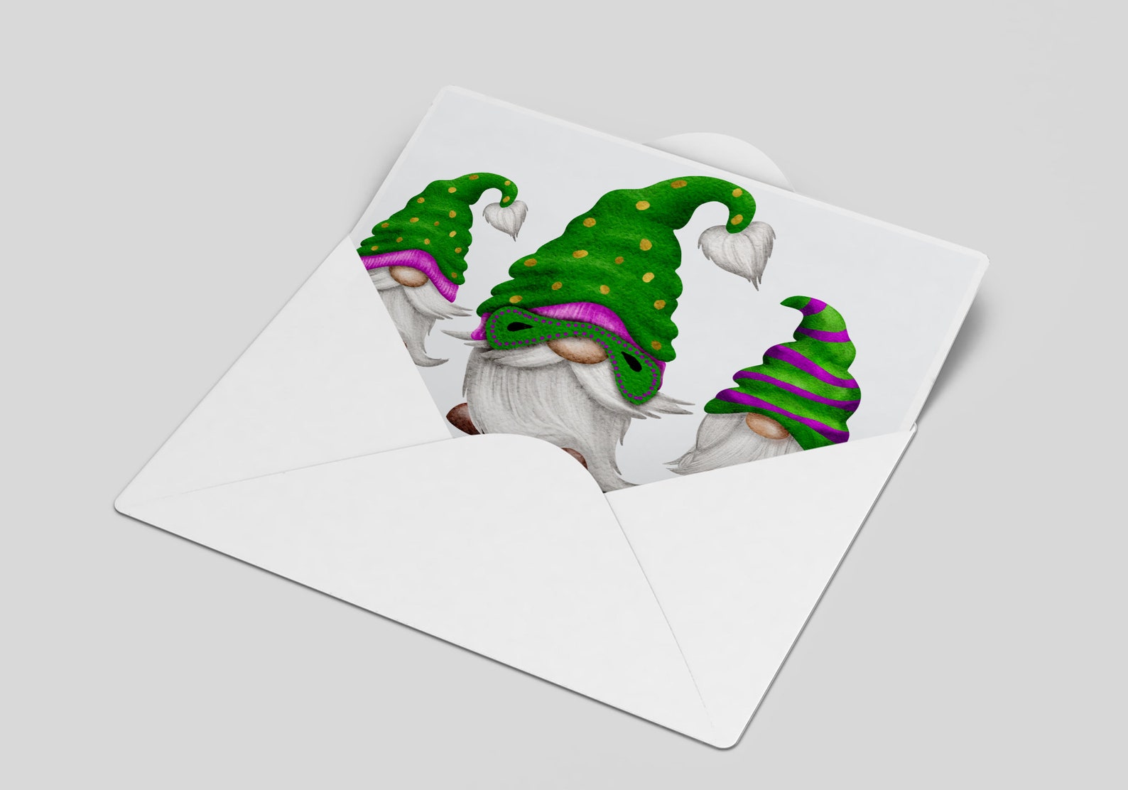 Mardi Gras Gnomes Clipart Hand Drawn Watercolor Gnome | Etsy