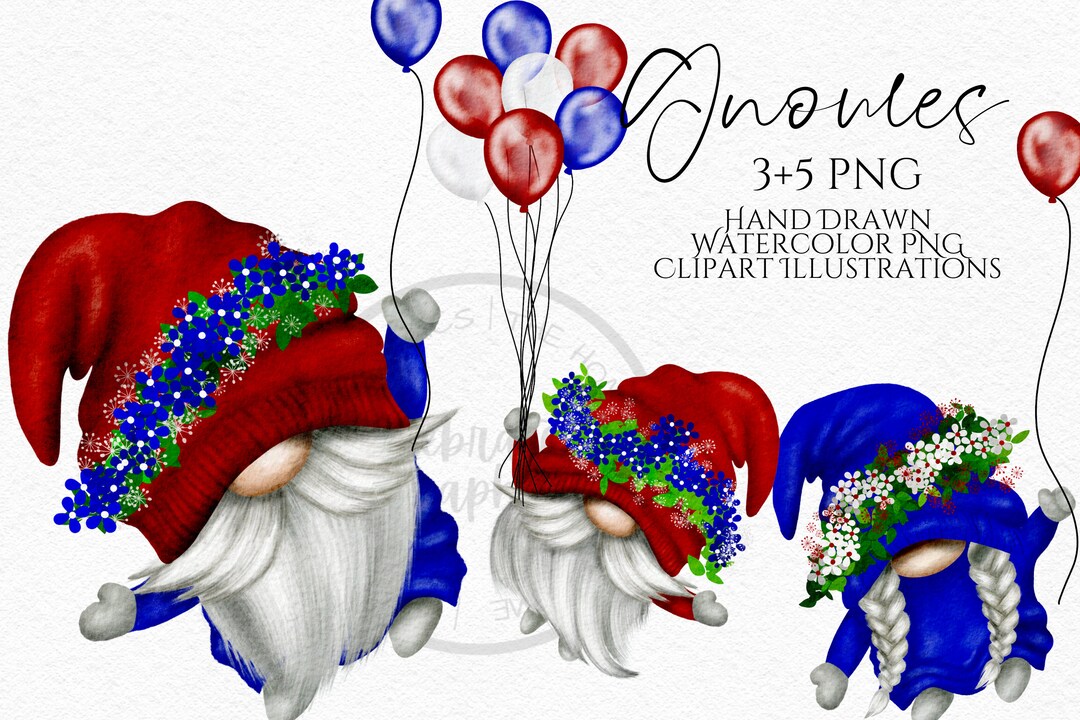Patriotic Flower Gnomes Clipart Png Gonk Clipart, Hand Drawn Watercolor ...
