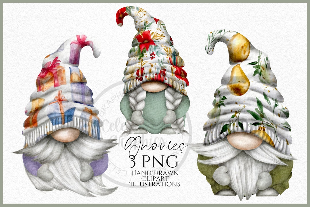 Christmas Festive Gnomes Clipart PNG Christmas Gnomes Png , Hand Drawn ...