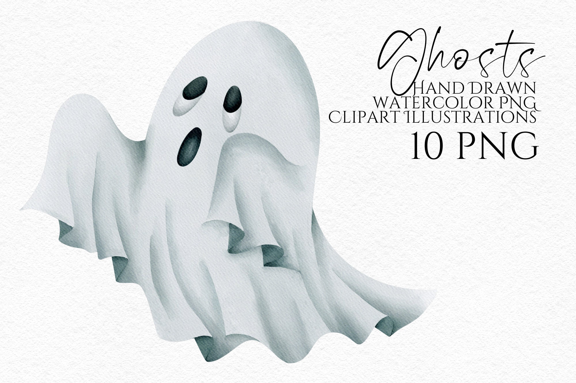 Ghost Watercolor Clipart Halloween Hand Drawn Watercolor - Etsy