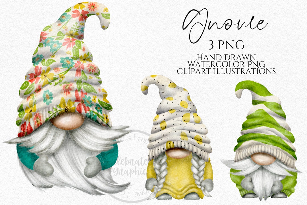 Spring Gnomes Clipart PNG Spring Gonks Hand Drawn Watercolor Instant ...