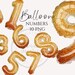 Foil Balloon Clipart, Gold Glitter Patterned Foil Balloon Numbers ...