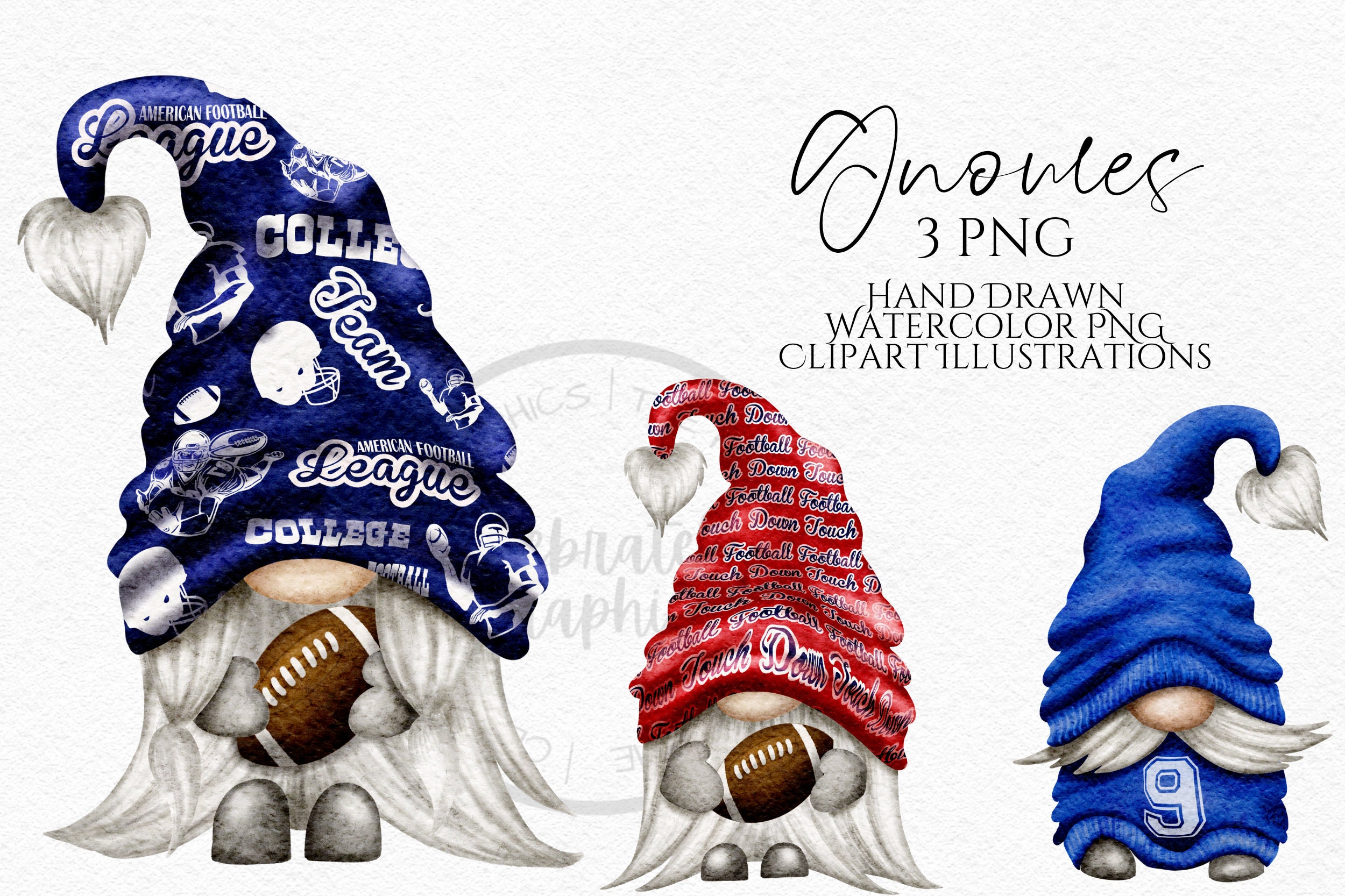 American Football Gnomes Hand Drawn Watercolour Gnome Png - Etsy UK