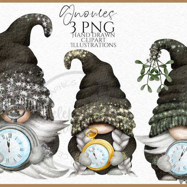 Watercolor Gnomes Clipart - Etsy