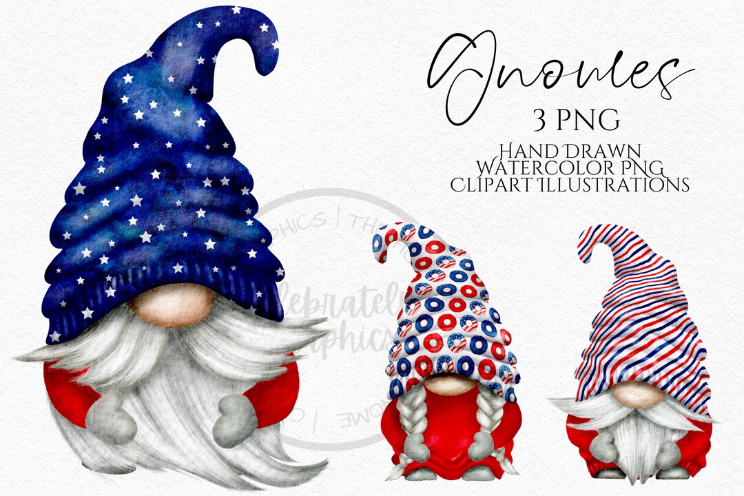 Patriotic Gnome Clipart Png , 4th July Gonk , Hand Drawn Watercolor ...