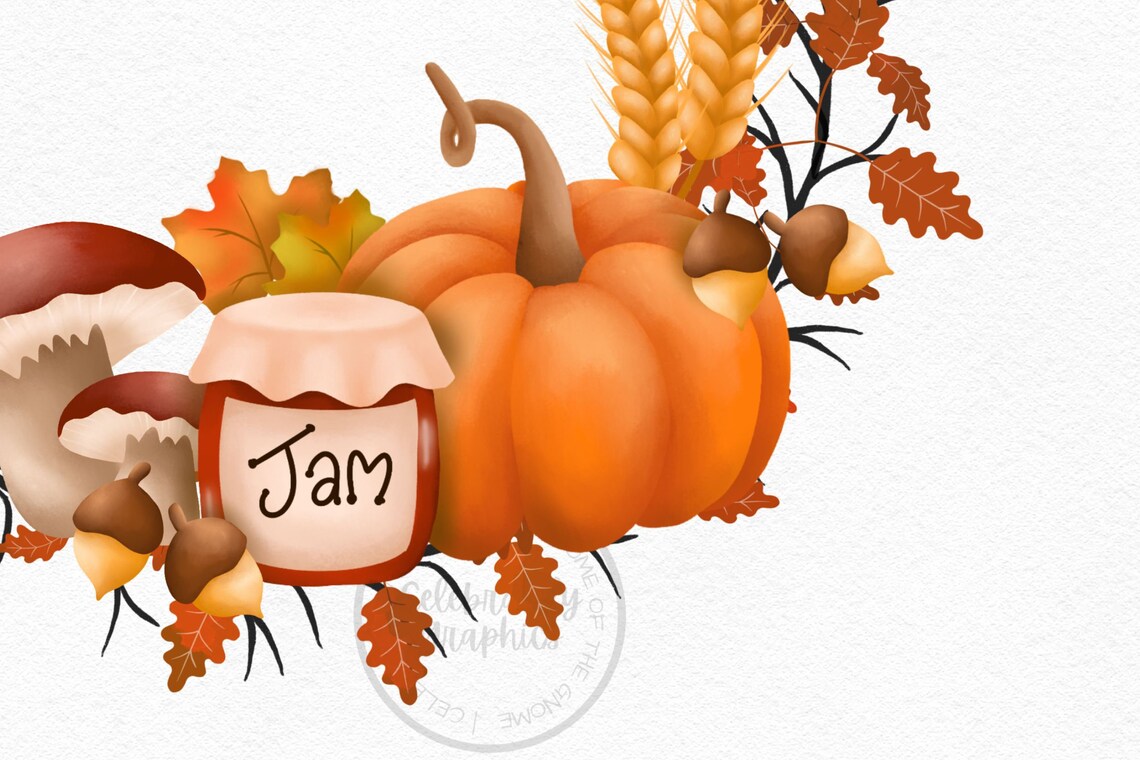 Thanksgiving Wreath Clipart PNG Fall Autumn 1 PNG Hand Drawn - Etsy