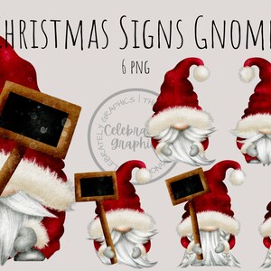 Christmas Gnome Clipart PNG Chalkboard Sign Gnome Hand Drawn Watercolor ...