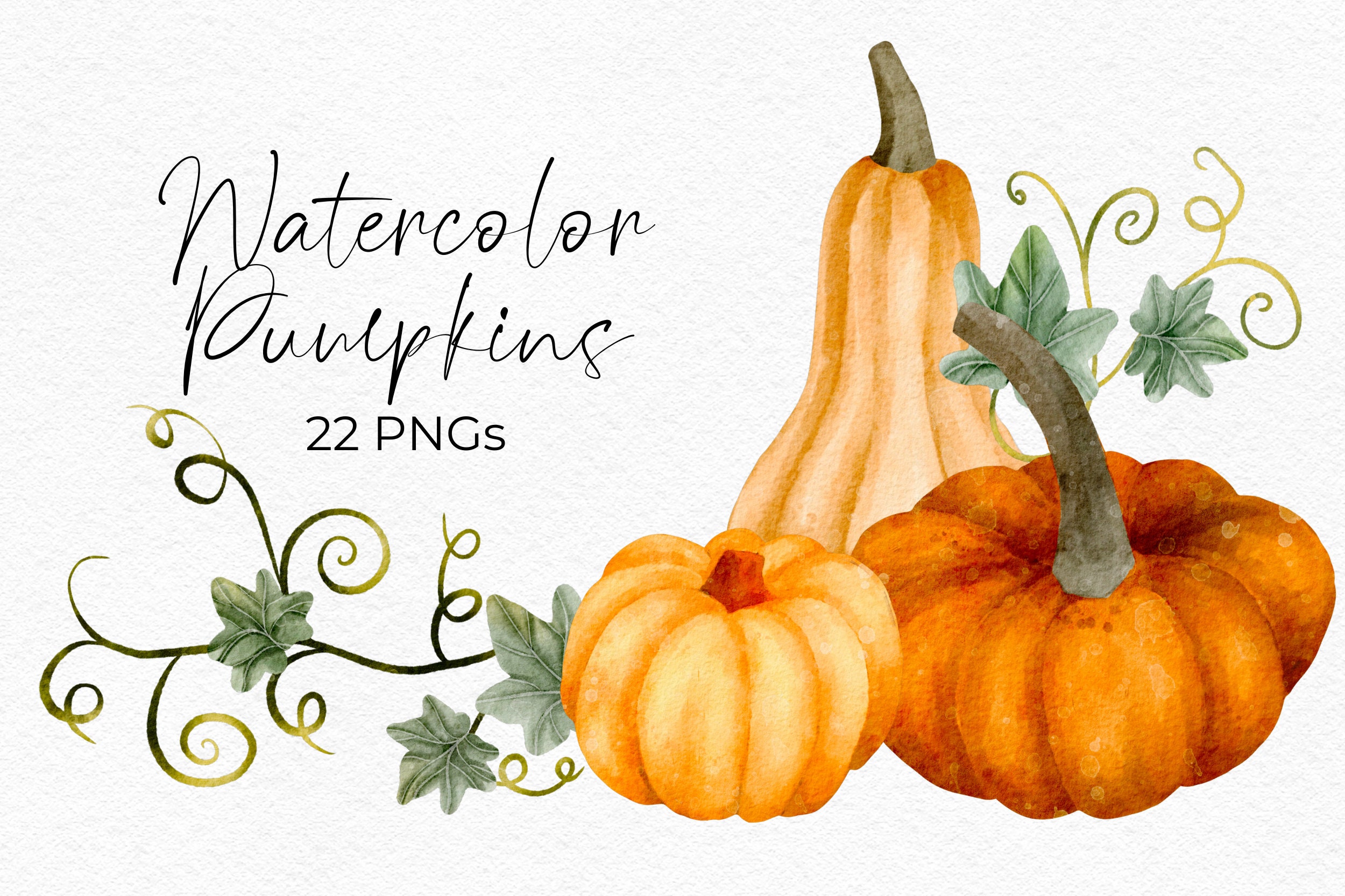 Watercolor Pumpkins Clipart PNG Hand Drawn Halloween Carved - Etsy