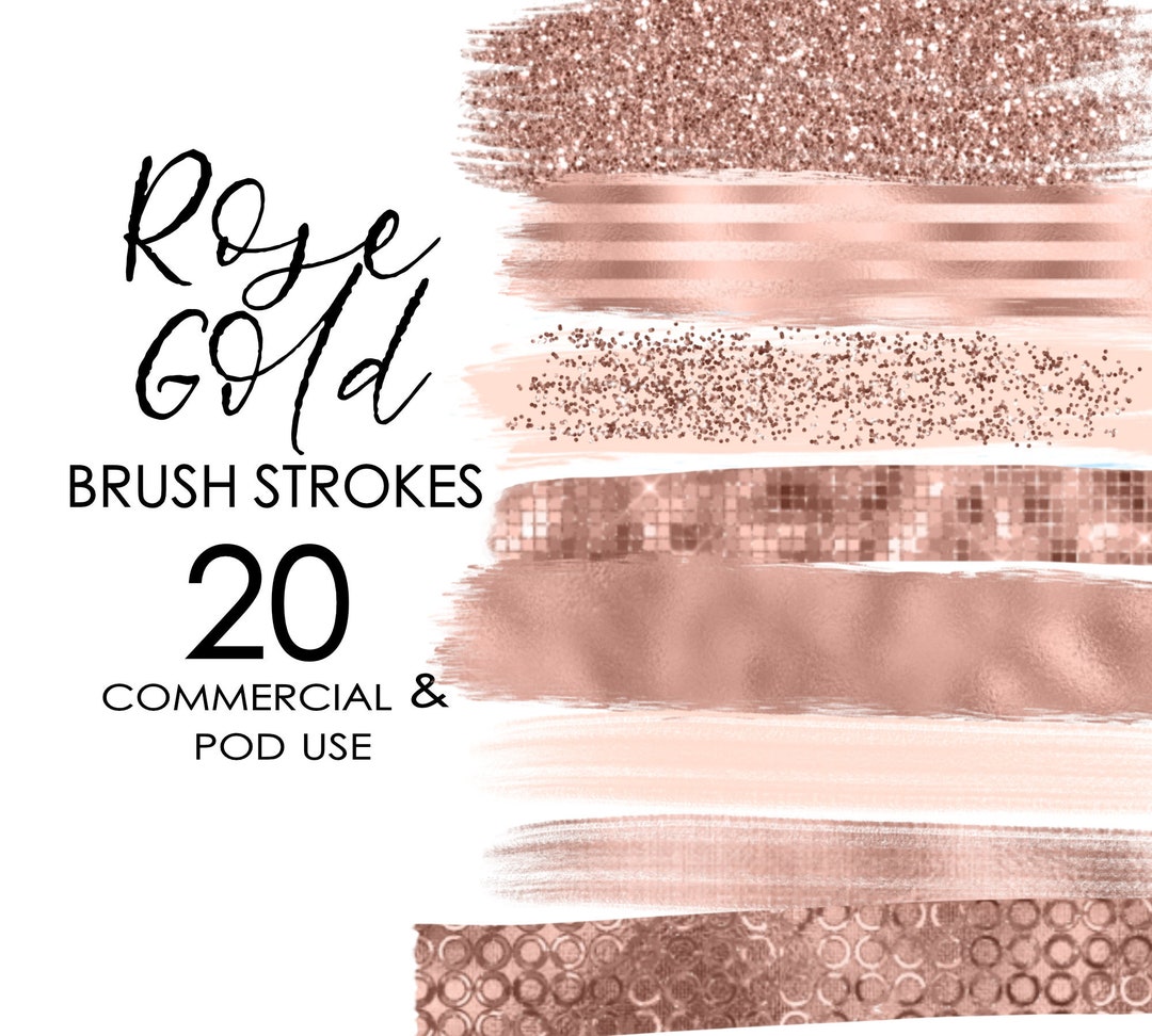 Brush Strokes Clipart With Rose Gold Glitter PNG Paint Stroke Planner ...