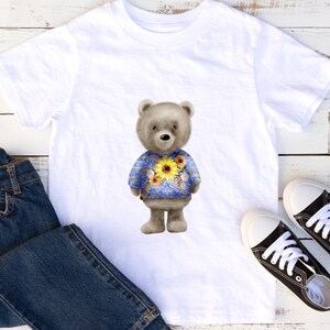 Sunflower Teddy Bear PNG Clipart, Cute Animal Clipart, Hand Drawn ...