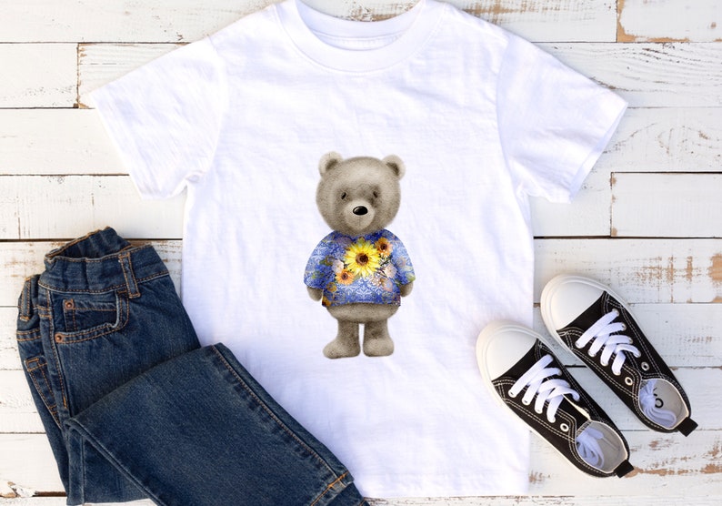 Sunflower Teddy Bear PNG Clipart Cute Animal Clipart Hand | Etsy UK