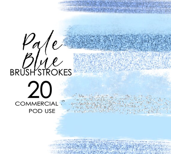 Pale Blue Brush Strokes Clipart with Blue Glitter PNG Paint | Etsy