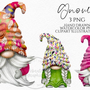 Spring Gnomes Clipart PNG Spring Gonks Hand Drawn Watercolor Instant ...