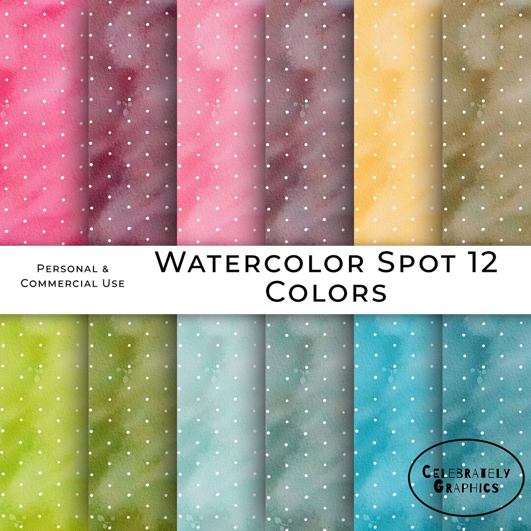 Commercial Use Watercolor Digital Paper Watercolor Spot Papers 12 ...