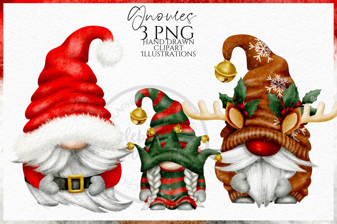 Santa Rudolph Elf Christmas Gnomes Png, , Hand Drawn Watercolor Gnome ...