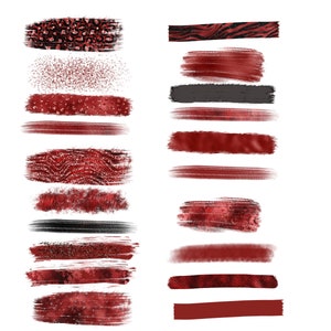 Brush Strokes Clipart With Red and Black Glitter PNG Paint Stroke ...