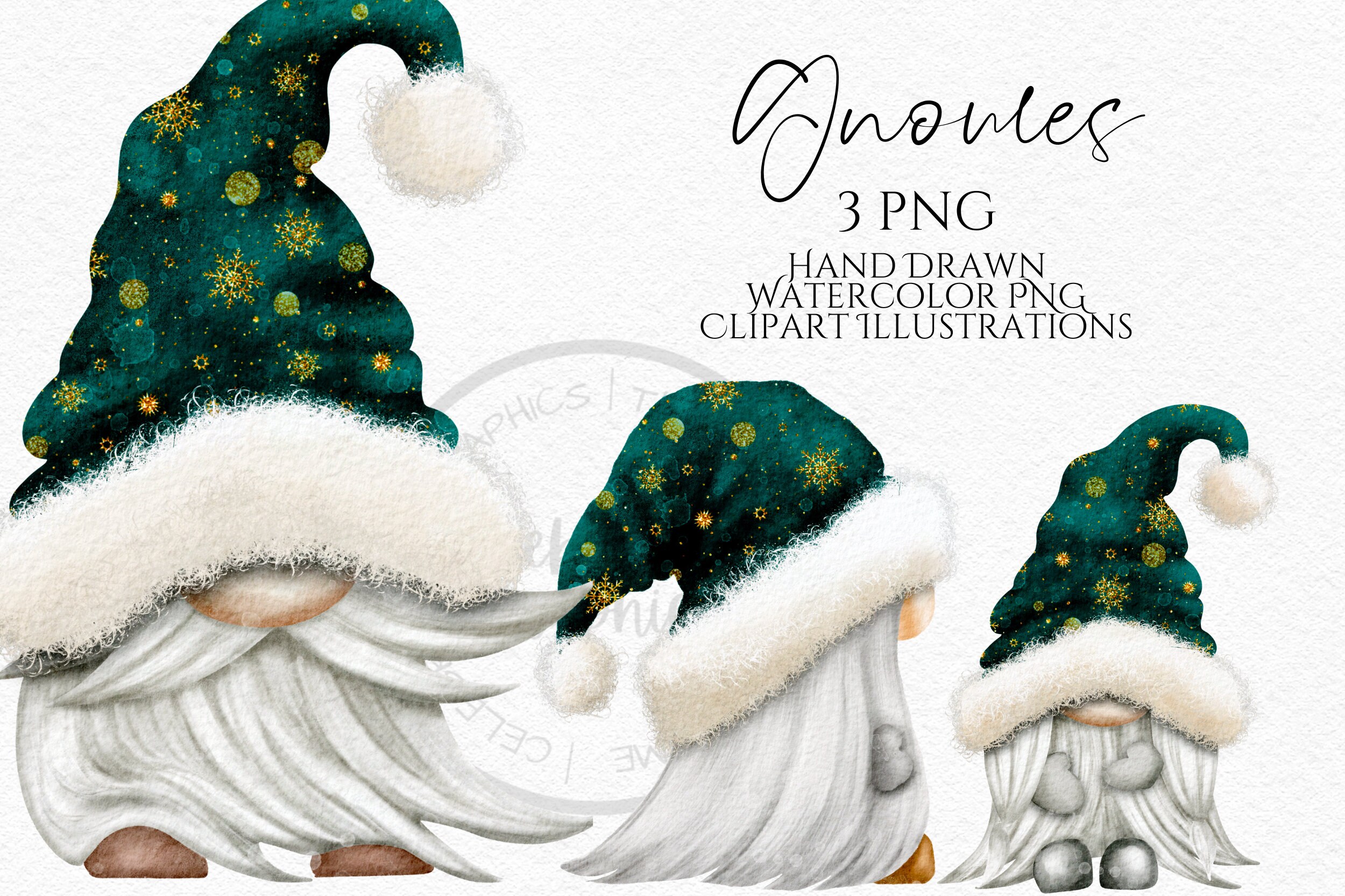 Christmas Gnome Green Christmas Hat Clipart PNG Hand Drawn - Etsy UK