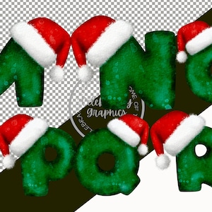 Christmas Hat Alphabet and Numbers Clipart Christmas Alphabet PNG Hand ...