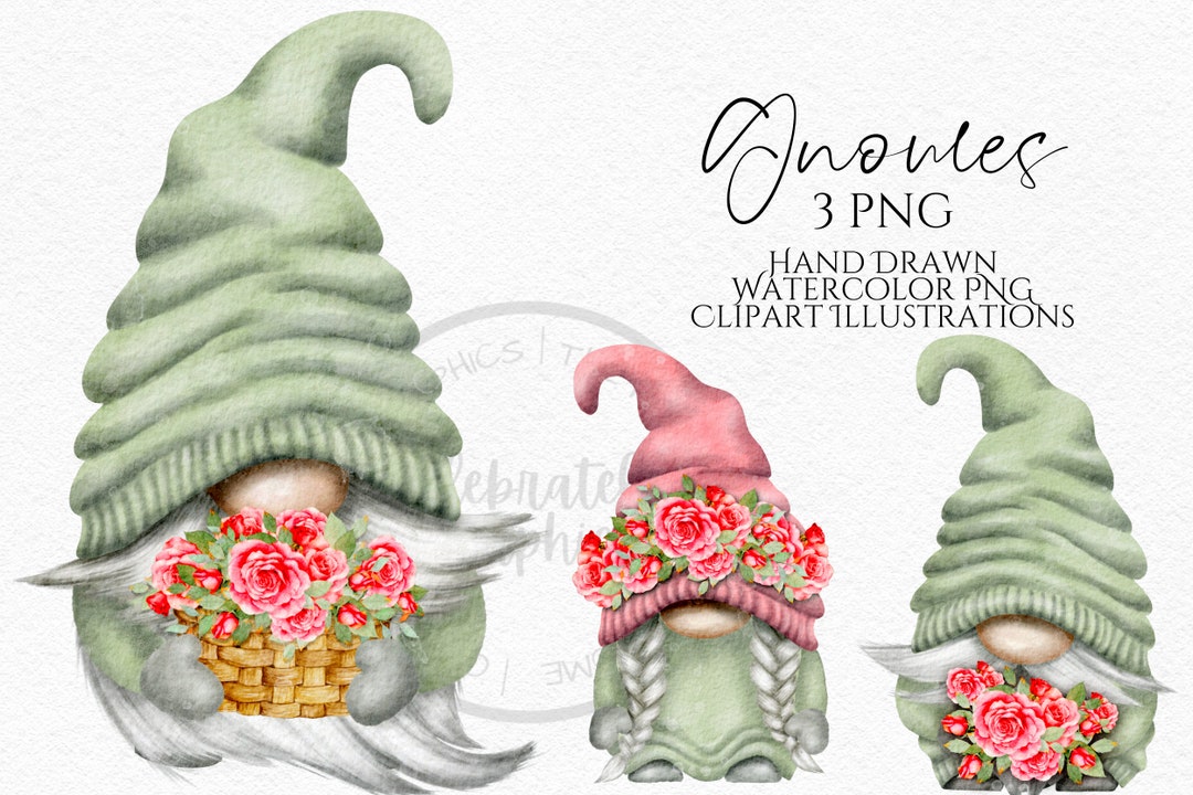 Gnome With Pink Flower Clipart Png , Pink Flower Gonk , Hand Drawn ...
