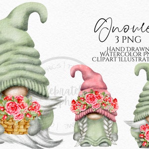 Gnome With Pink Flower Clipart Png , Pink Flower Gonk , Hand Drawn ...