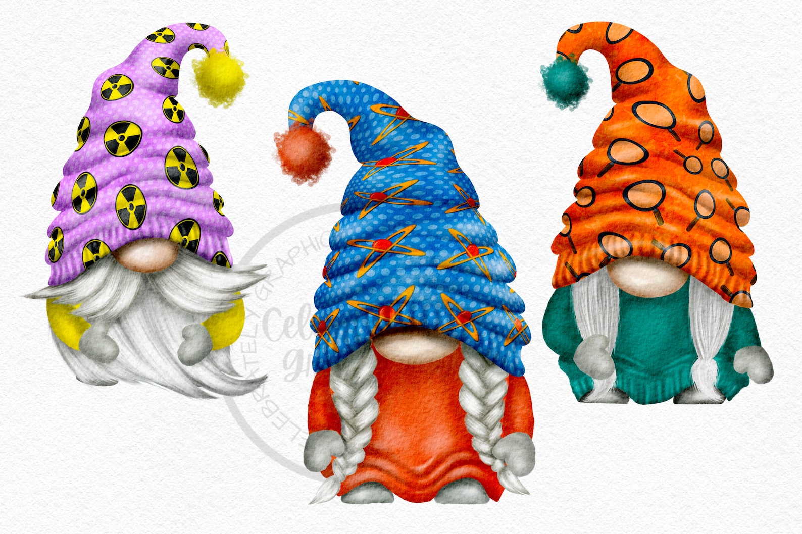 Science Gnome Clipart PNG Set of 6 Gnomes Hand Drawn - Etsy Canada