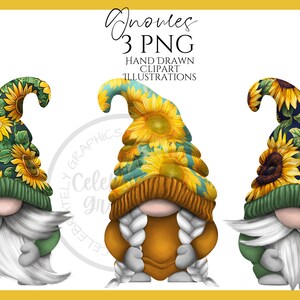 Sunflower Gnome Clipart Png, Hand Drawn Watercolor Spring Summer Gonk ...