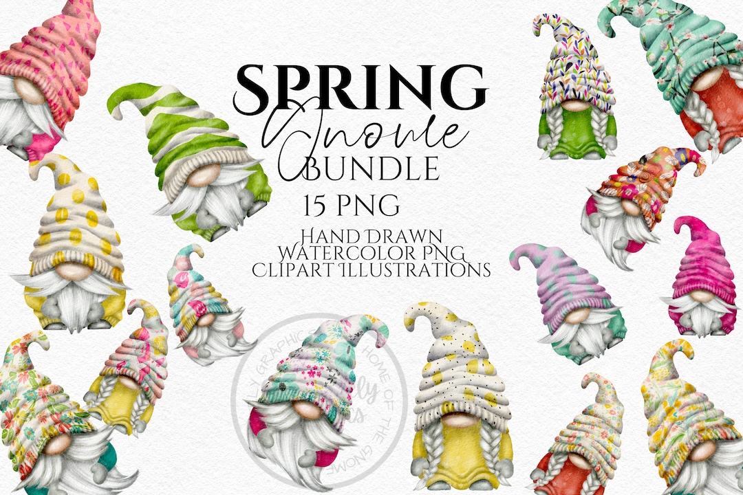 Spring Flower Gnome Clipart PNG Bundle Spring Gonk Hand Drawn ...