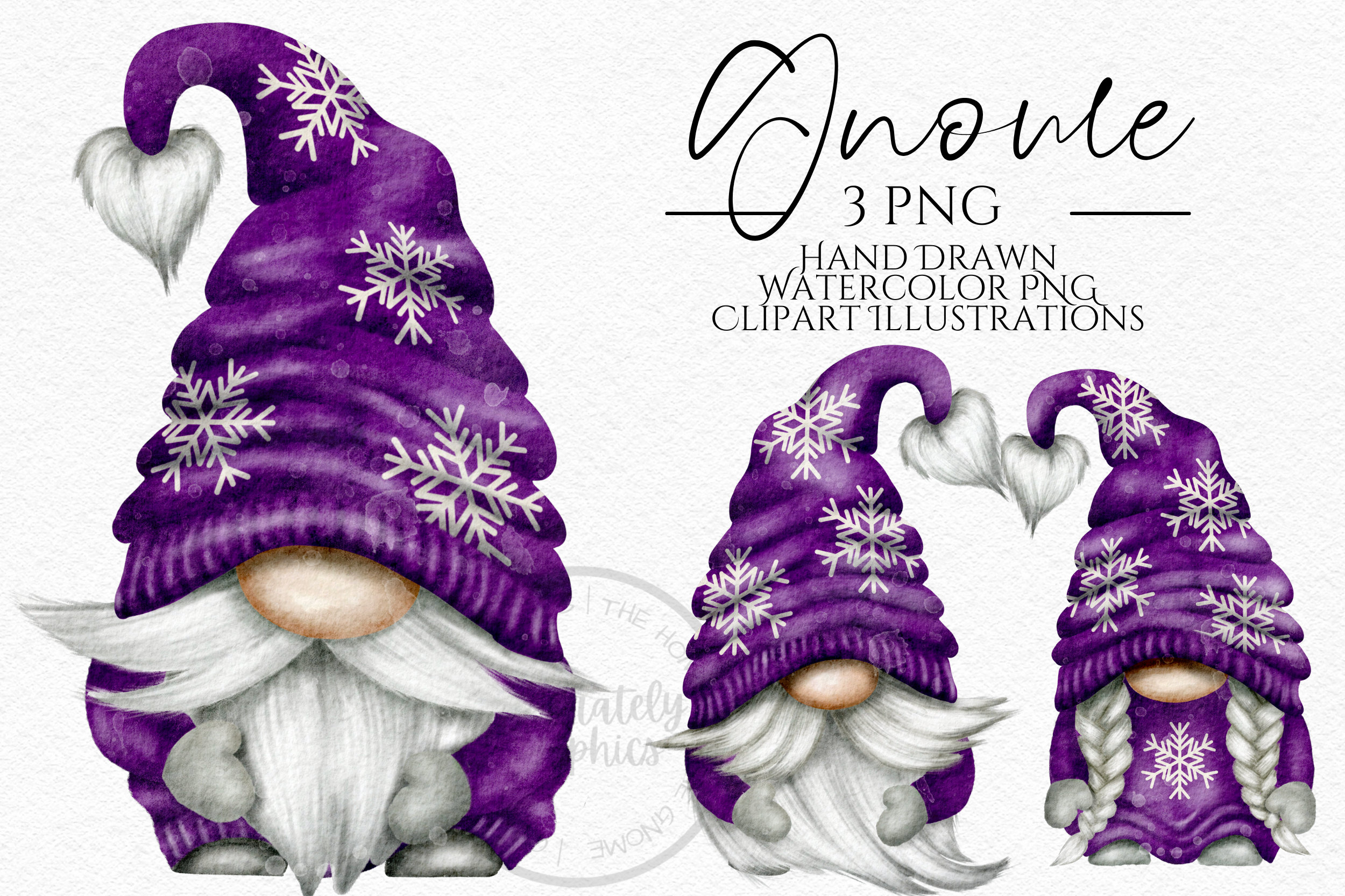 Purple Snowflake Gnomes Png, Hand Drawn Watercolor Gnome Clipart ...