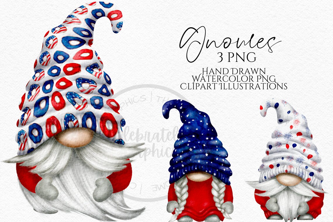 Patriotic Gnome Clipart Patriotic Gnome Independence Day 4th - Etsy