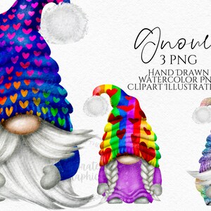 Bright Rainbow Gnome Clipart PNG, Hand Drawn Watercolor Gnome Clipart ...