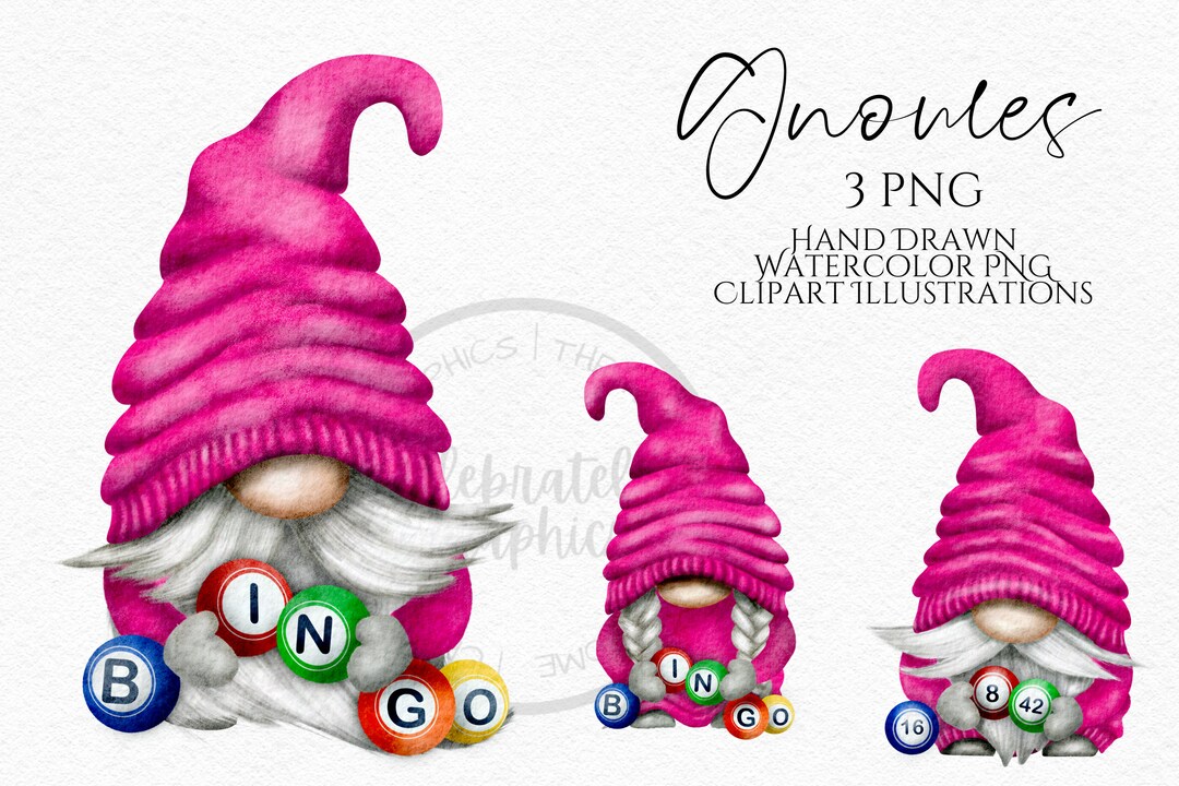 Bingo Gnome Clipart PNG Bingo Gonk Hand Drawn Watercolor Instant ...