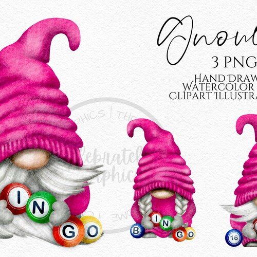 Bingo Gnome Clipart PNG Bingo Gonk Hand Drawn Watercolor - Etsy UK