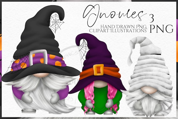 Halloween Gnome Clipart Hand Drawn Clipart Instant Download - Etsy